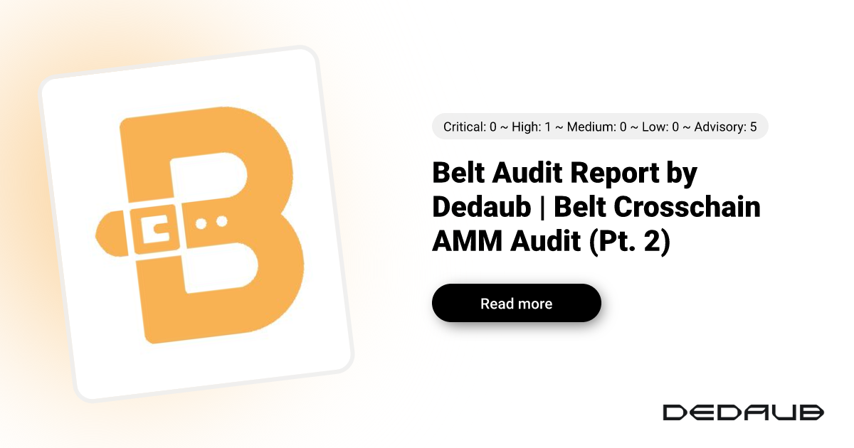 Belt smart contract audit report | Dedaub Audit Reports